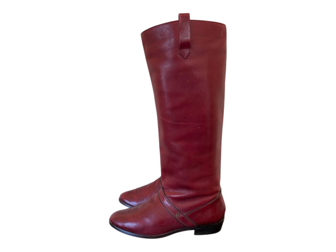 Vintage Boots-maroon Boots-burgundy Boots-riding Boots-us Women Size 6 ...