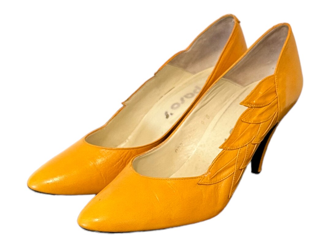 Vintage Shoes-mustard Shoes-pumps-us Women Size 9-genuine Leather-made ...