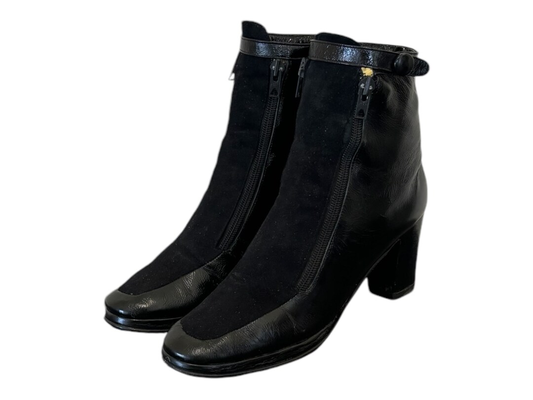 Vintage Boots-black Boots-leather Boots-us Women Size 7.5-ankle Boots ...