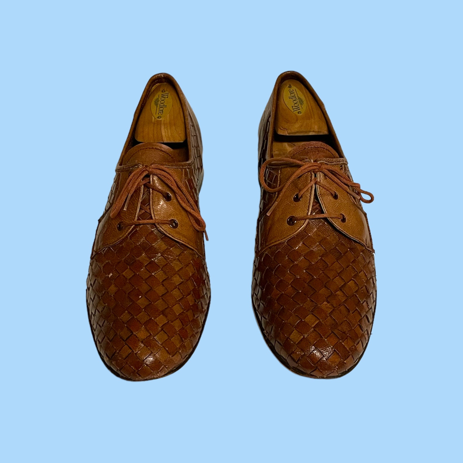 80s Vintage Brown Basket Weave Leather Shoes-us Men Size - Etsy