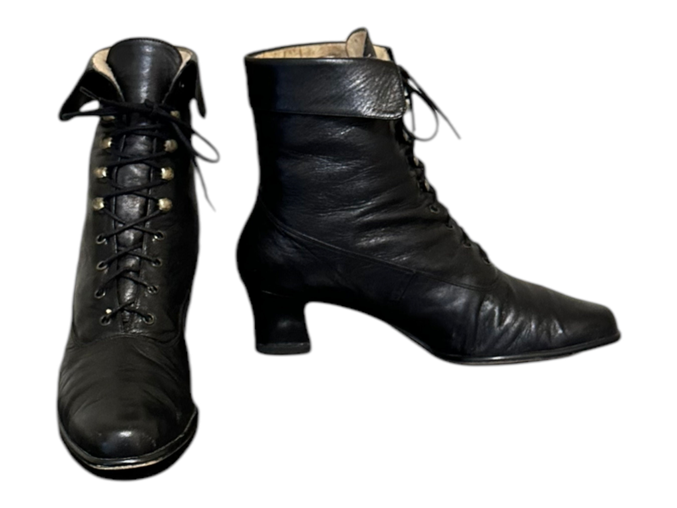 Vintage Boots-black Boots-ankle Boots-us Women Size 9-lace up Boots ...