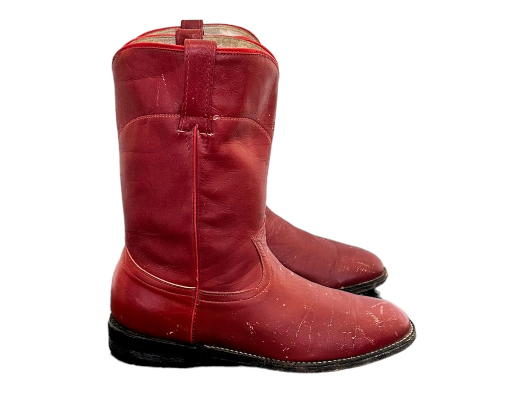 Vintage Boots-red Boots-men Boots-us Men Size 9-ropers-rockabilly ...