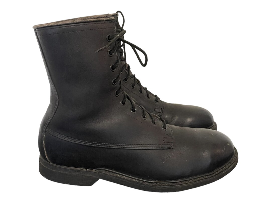Vintage 1991 Black Leather Steel Toe Combat Boots - US Men's 10.5 - Etsy