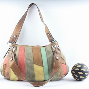 Vintage Purse. Vintage 1990s Women Multi Color Genuine Leather and ...