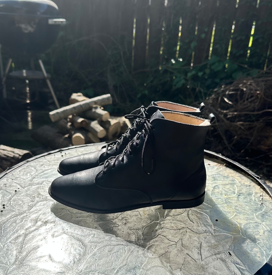 Vintage Boots-black Boots-ankle Boots-us Women Size 8-flat Lace up ...