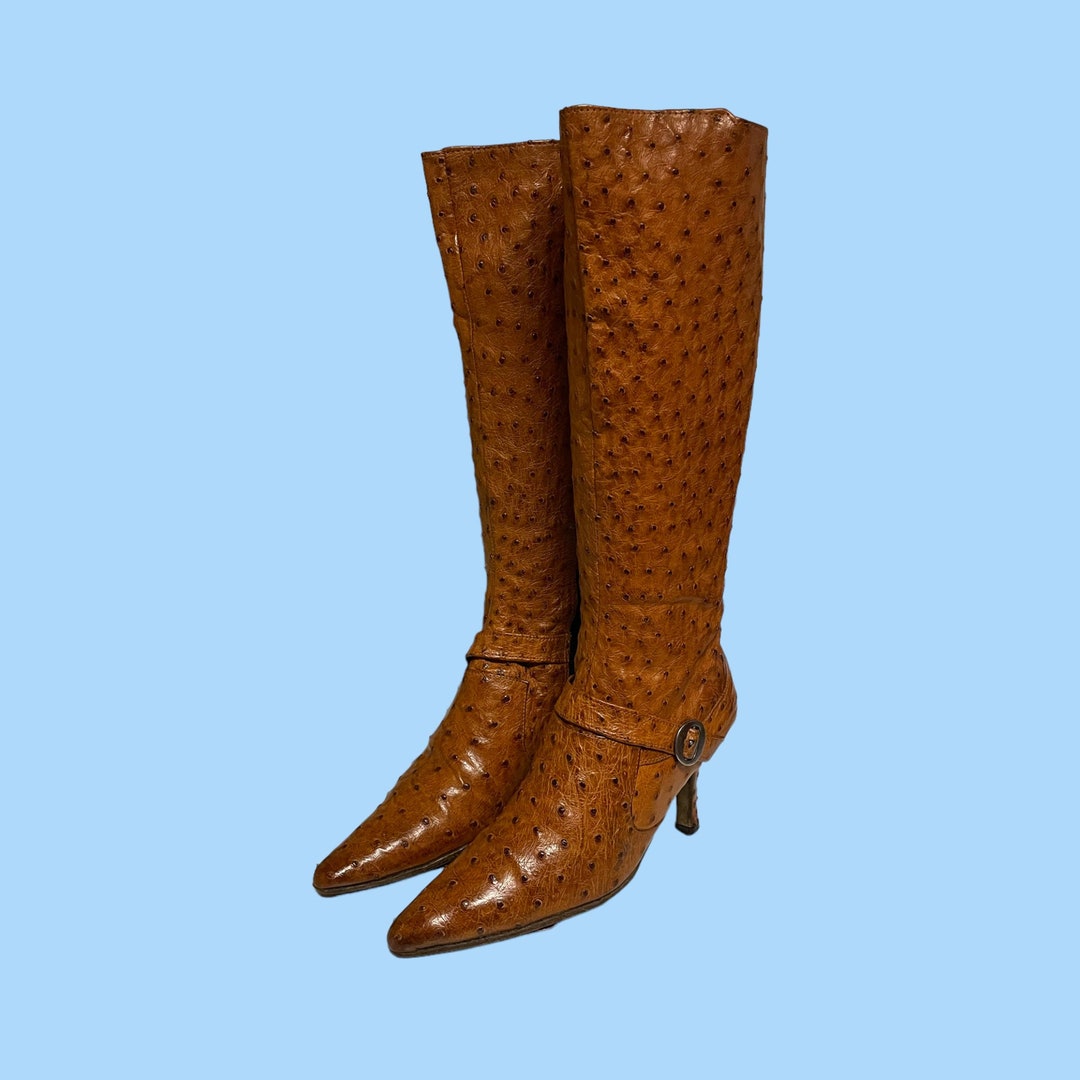 Vintage Ostrich Boots-tall Women Boots-1990s Boots-gift for Her-size 7 ...