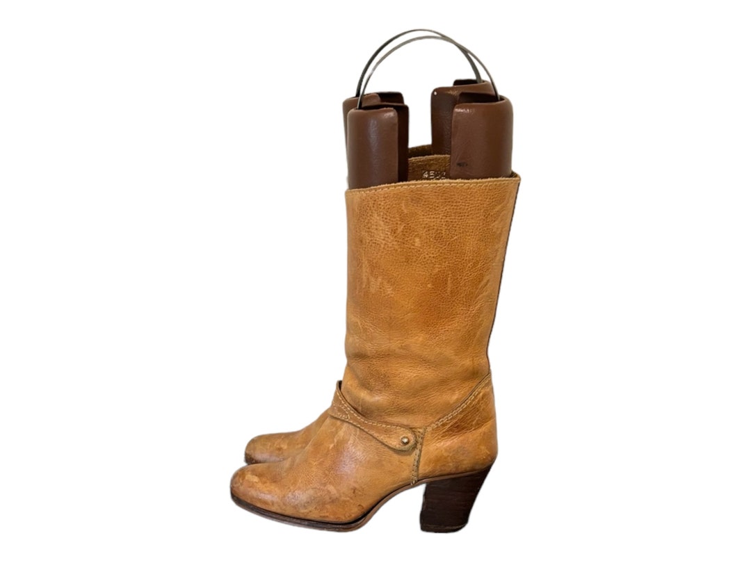 Vintage 1970s Leather Stack Heel Boots - US Women's Size 6.5 - Etsy