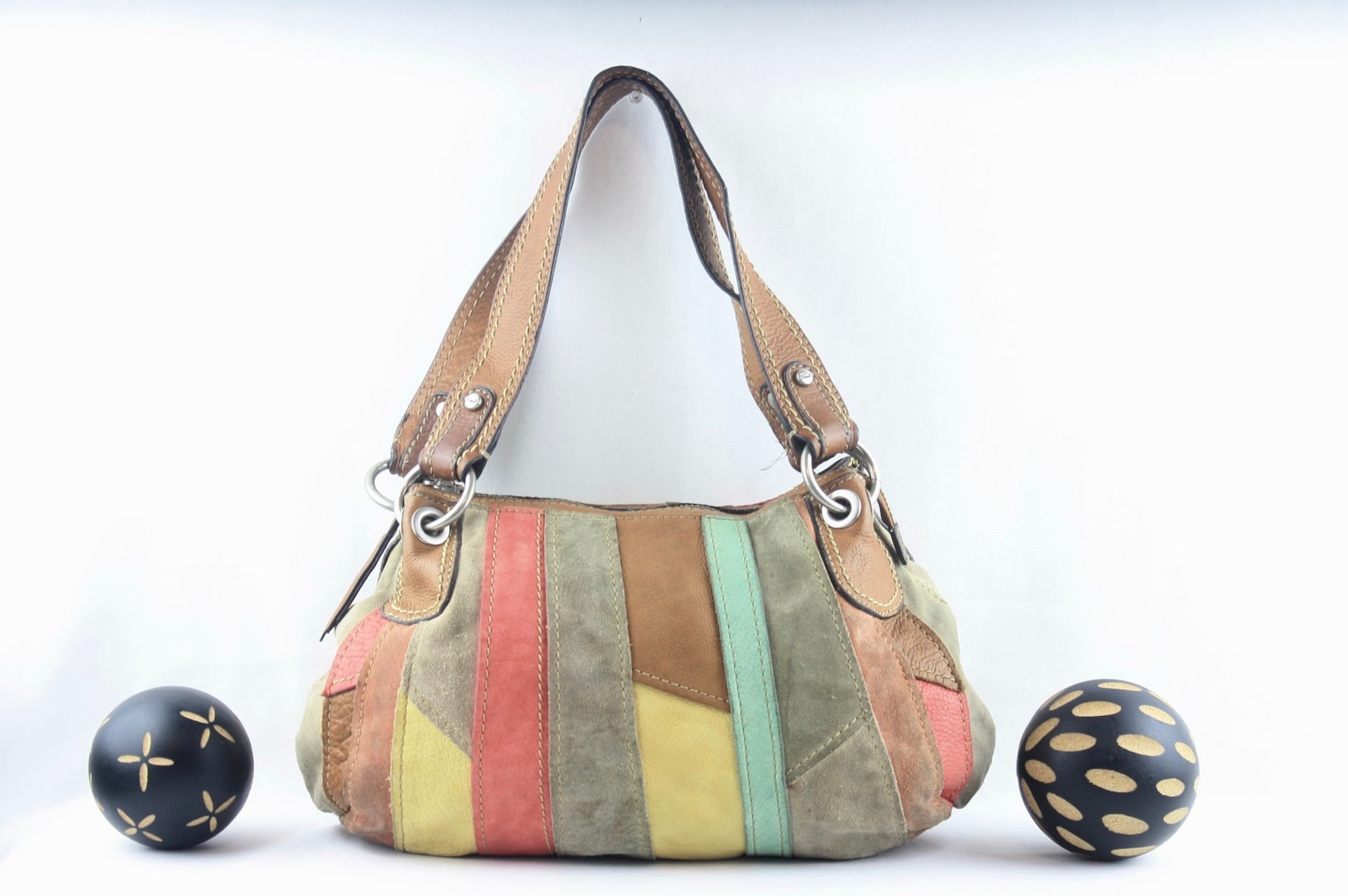 Vintage Purse. Vintage 1990s Women Multi Color Genuine Leather and ...