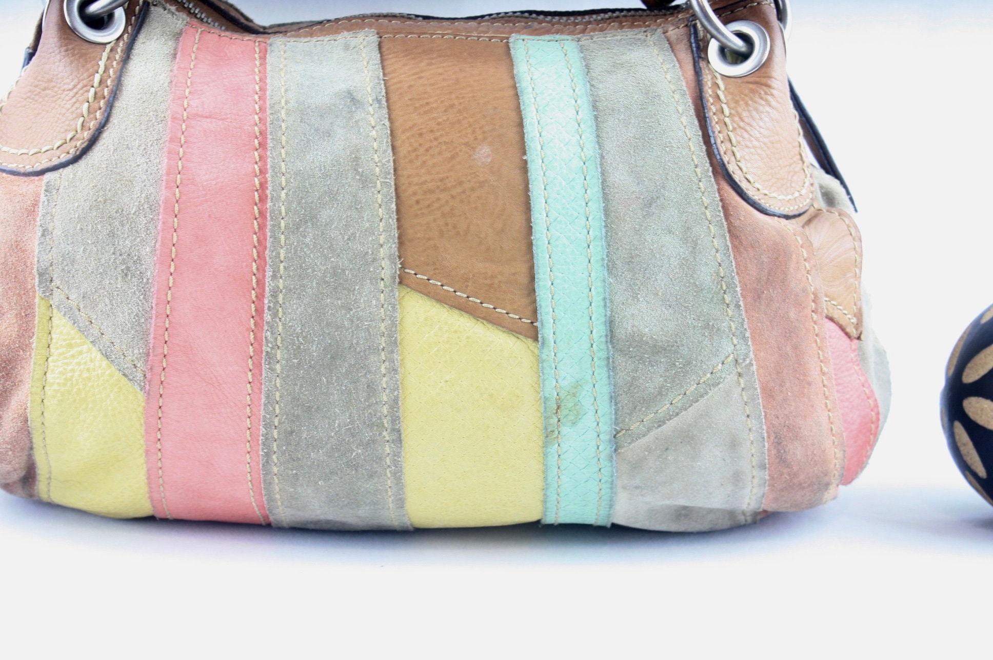Vintage Purse. Vintage 1990s Women Multi Color Genuine Leather and ...