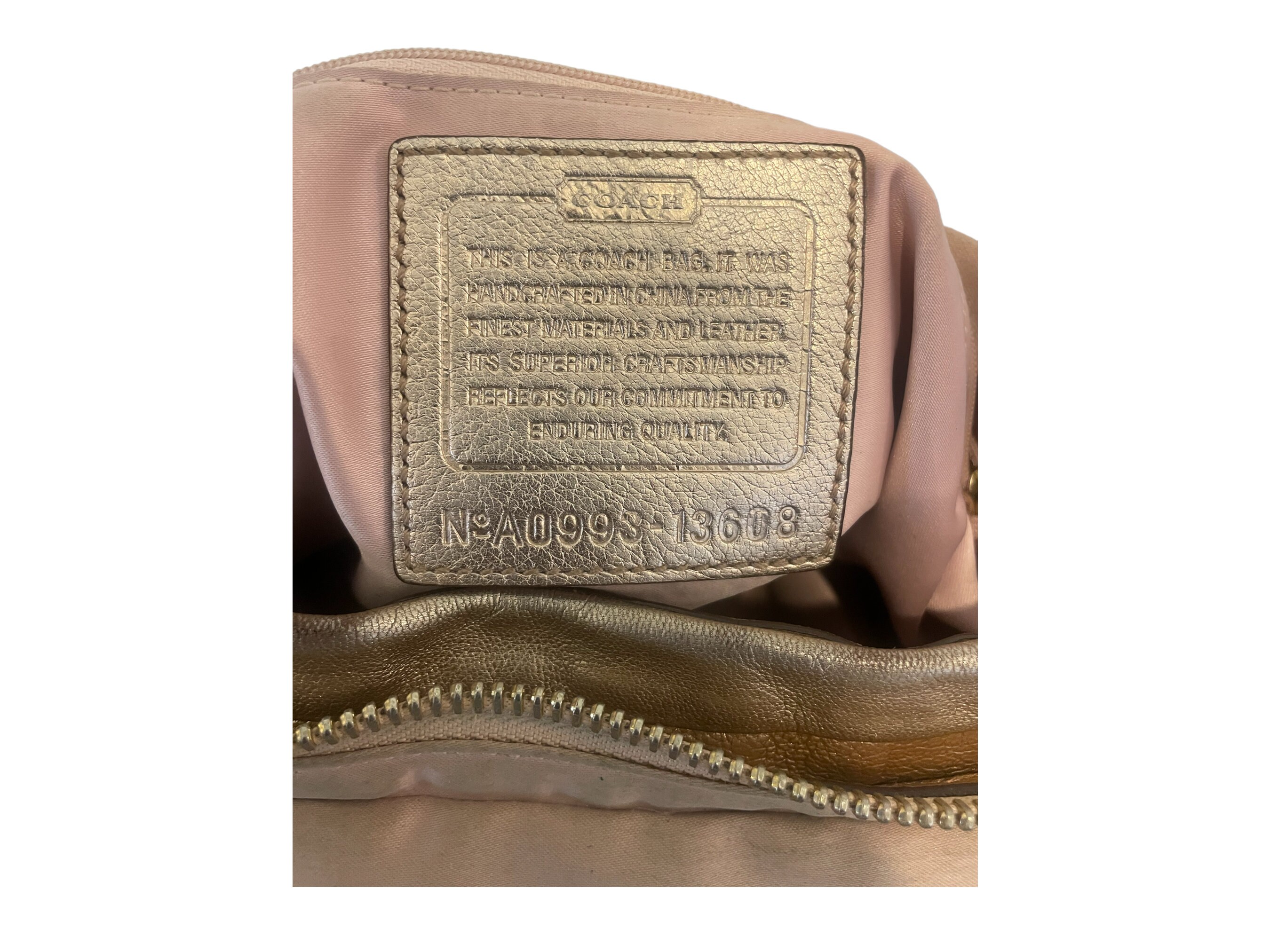 Vintage Coach-purse-metallic Gold Leather-embossed Coach Bag-top Handle ...