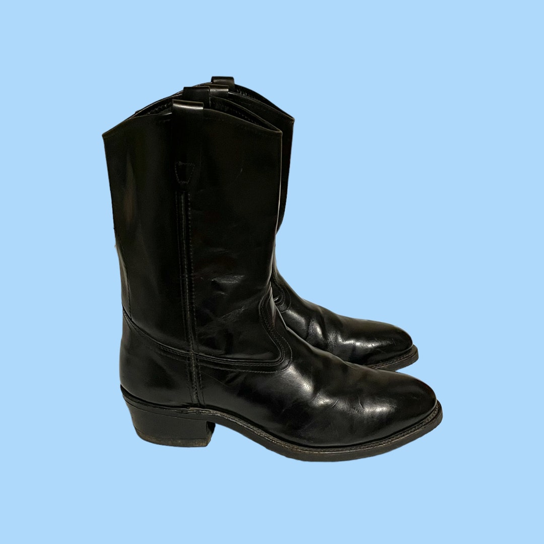 80s Vintage Boots-black Work Boots-us Men Size 12-engineer Boots-steel ...