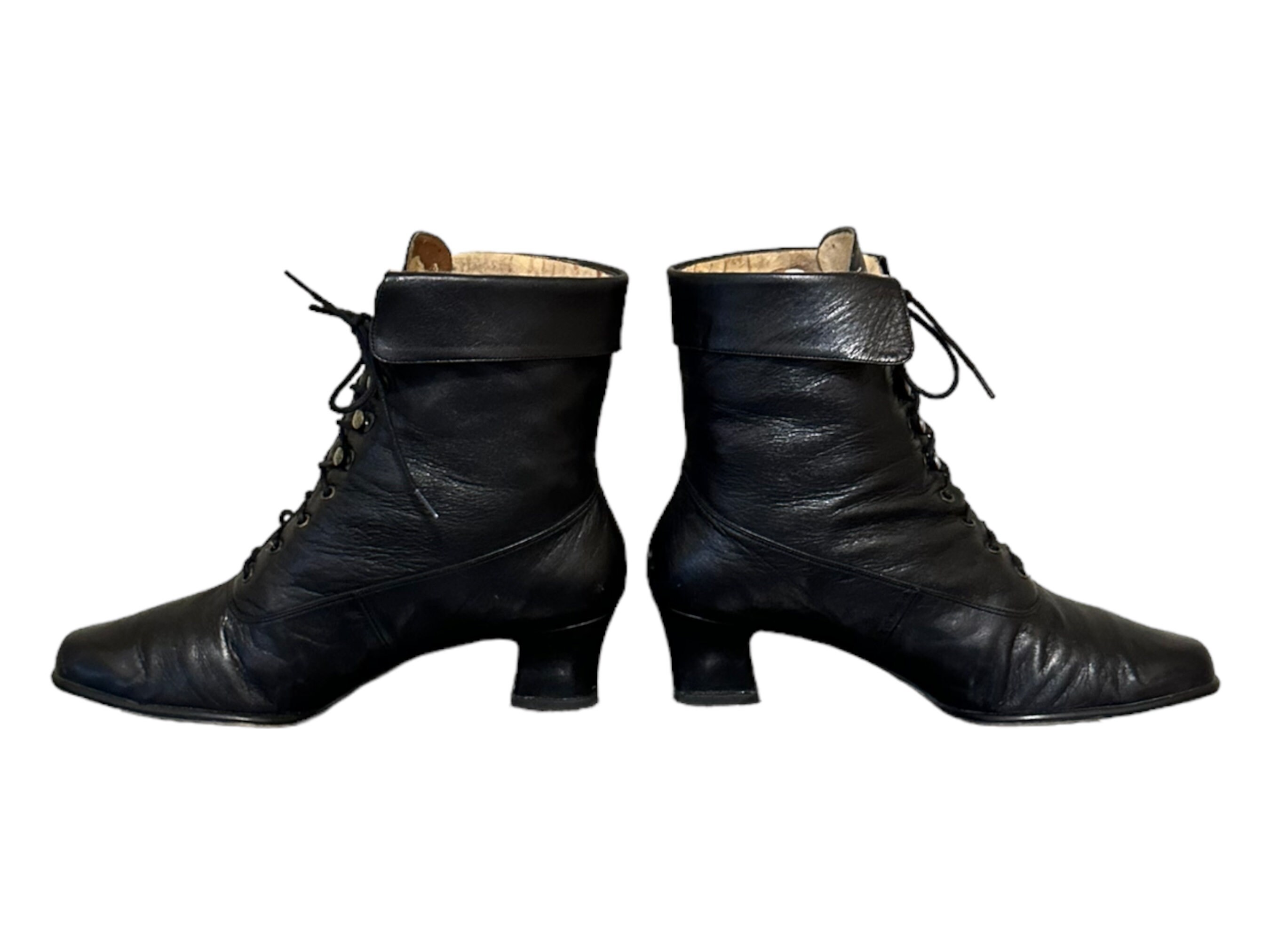 Vintage Boots-black Boots-ankle Boots-us Women Size 9-lace up Boots ...