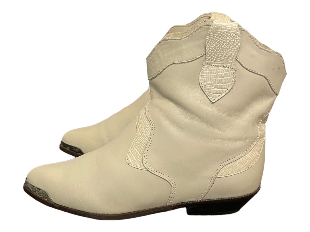 Vintage Cream Ankle Boots-vintage Boots-women Boots-short Women Boots ...