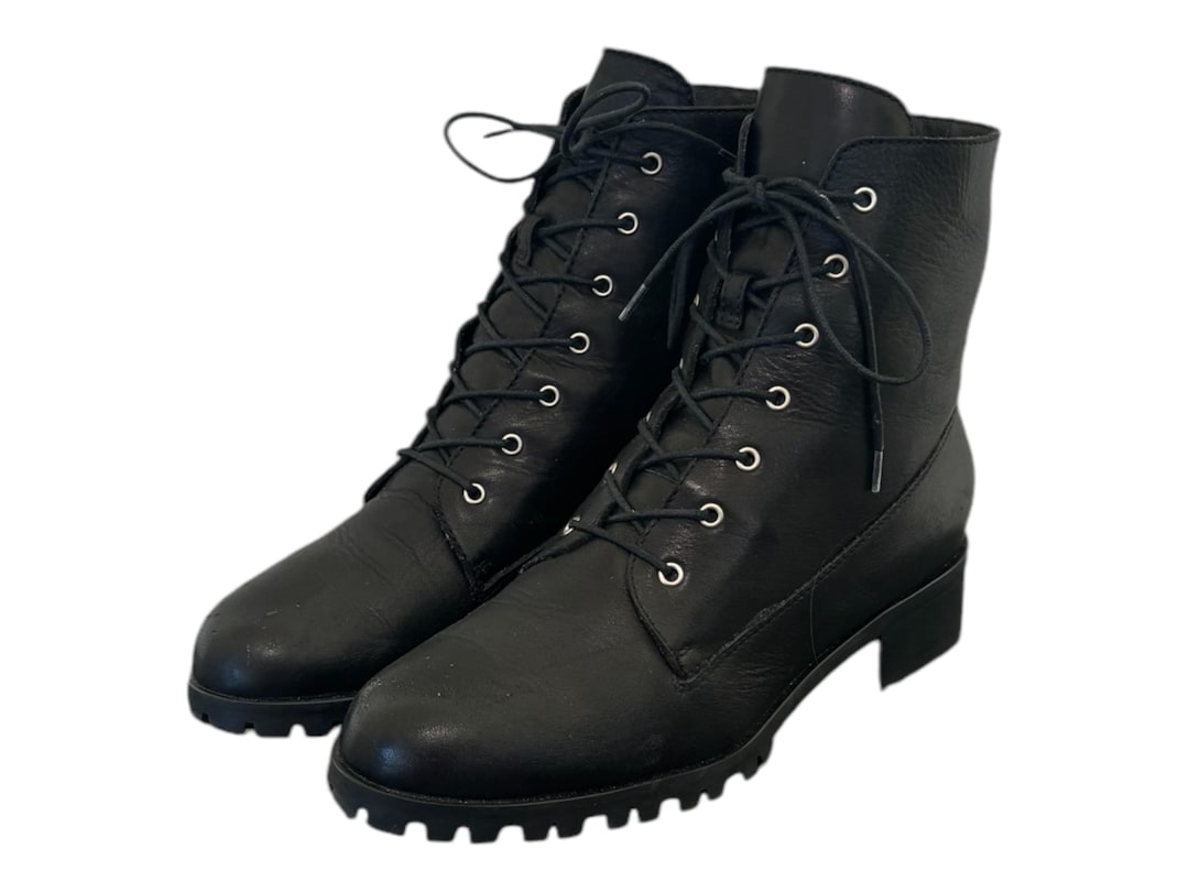 Vintage Boots-black Boots-ankle Boots-us Women Size 7-euro Size 37-lace ...