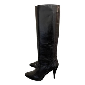 1980 Vintage Tall Black Pull on High Heel Women Boots-us Women Size 5.5 ...