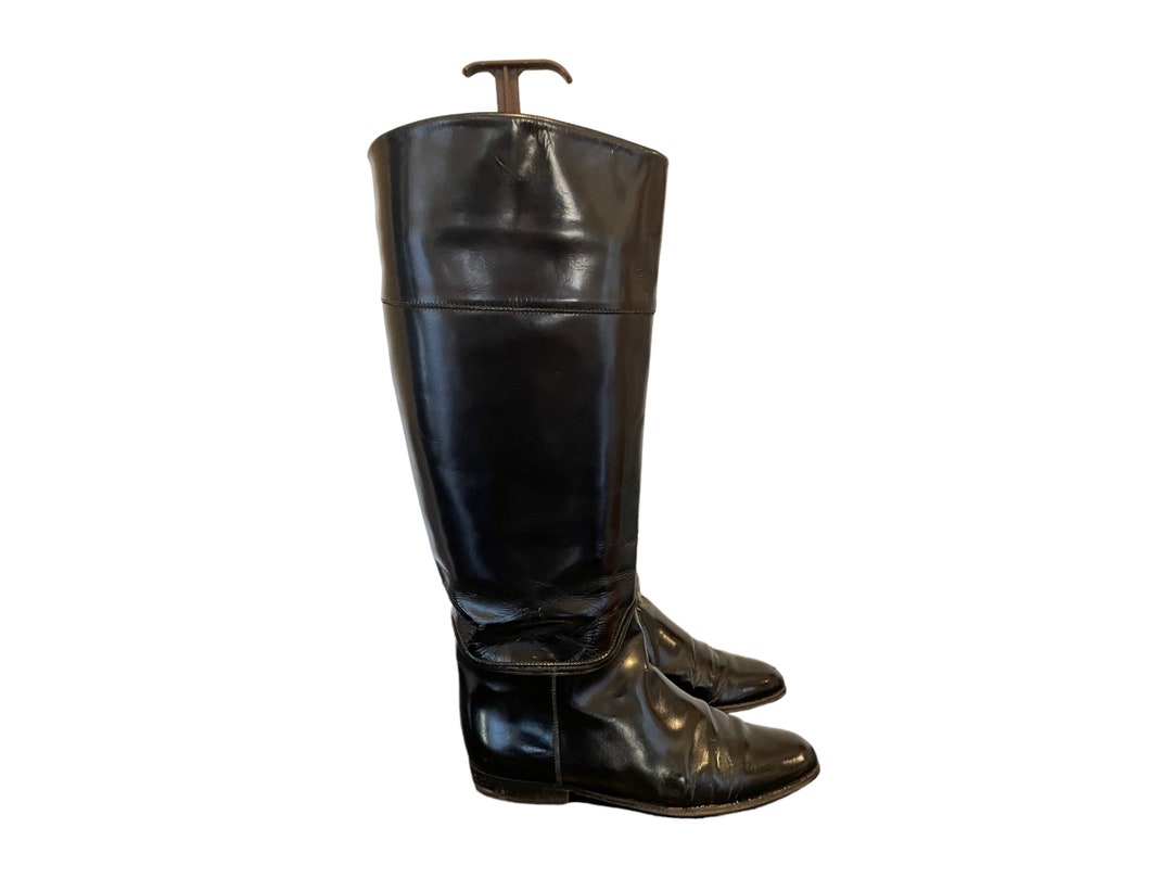 80s Vintage Boots-black Patent Leather-us Women Size 8-riding Boots ...