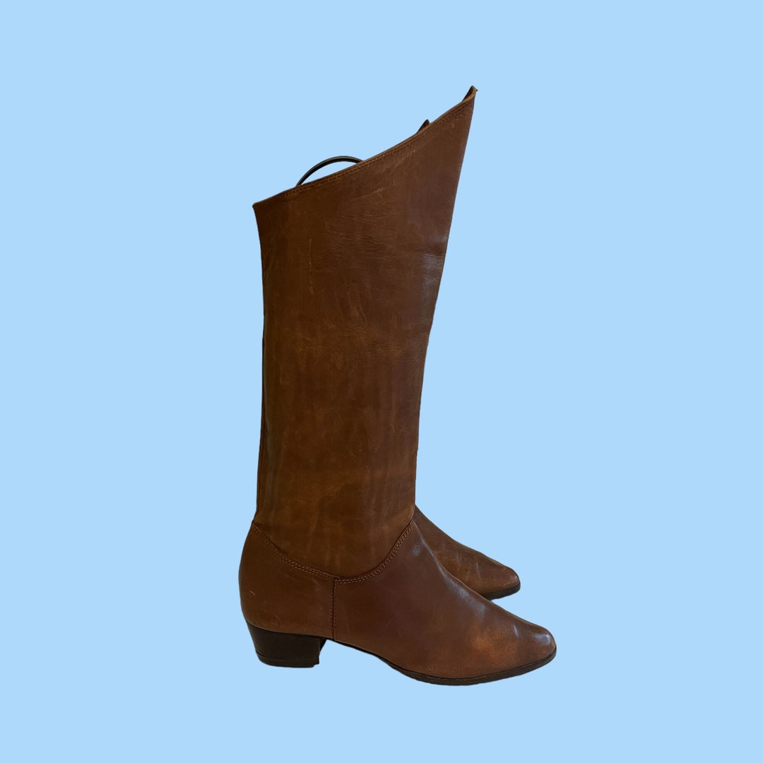 80s Boots-vintage Boots-boots Women-size 6.5 Boots-brown Boots-slouch ...