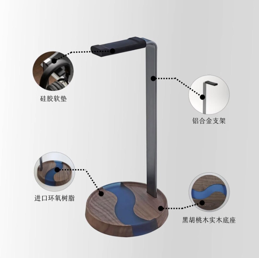 Advanced Sense Black Walnut Solid Wood Headset Bracket Wooden Headset ...