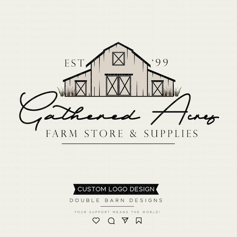 Custom Farm Logo Design: Branding Template With Script Font - Etsy