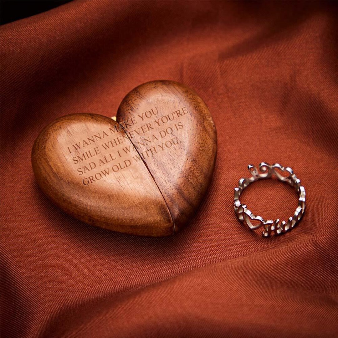 Secret Engraved Heart Flip Ring Box Personalized Vintage Unique ...
