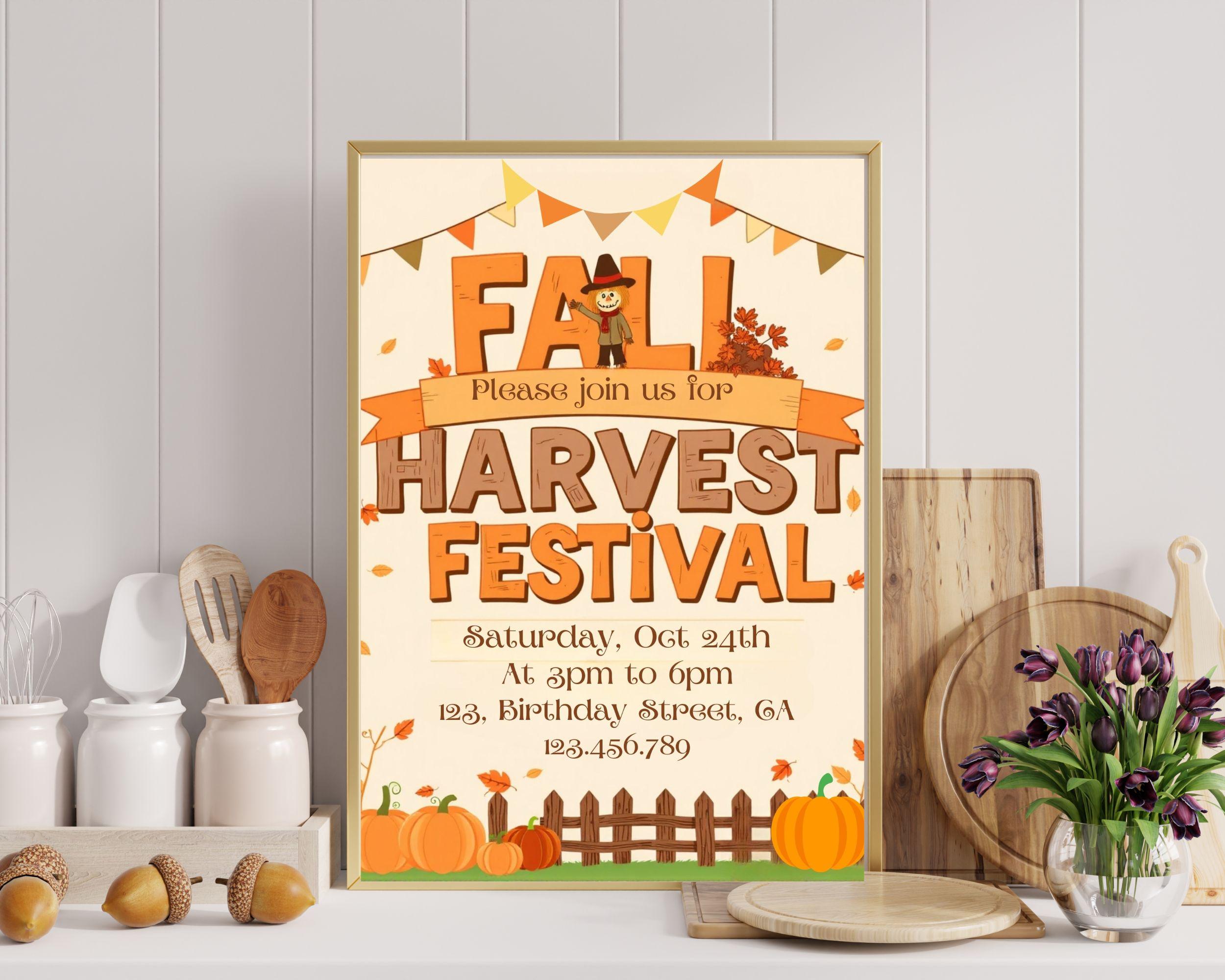 Editable Fall Festival Invitation, Harvest Festival, Fall Party ...