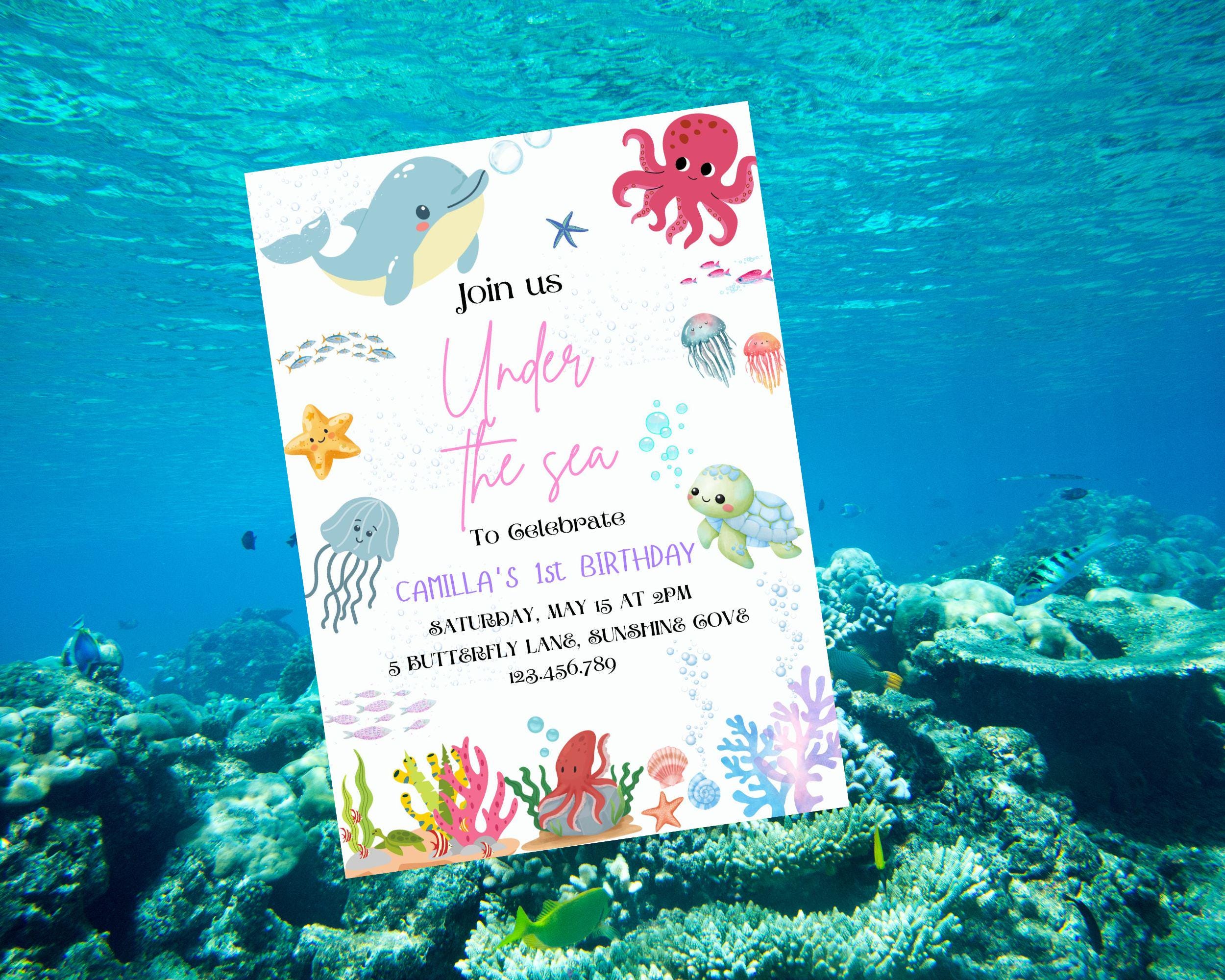 Under the Sea Birthday Invitation Template, Editable Ocean Animals ...