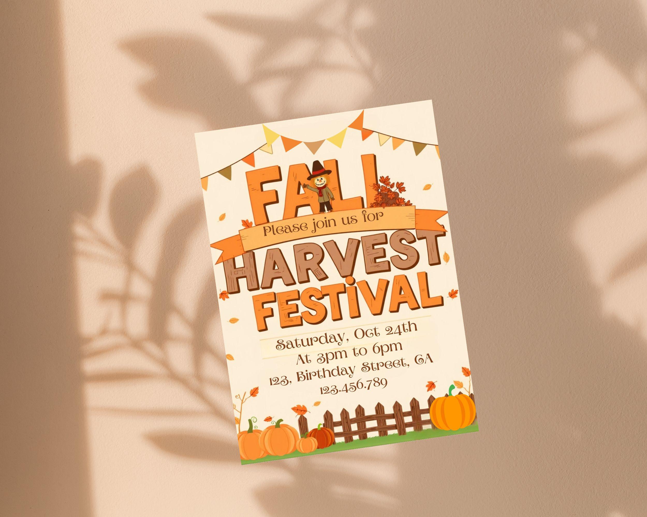 Editable Fall Festival Invitation, Harvest Festival, Fall Party ...