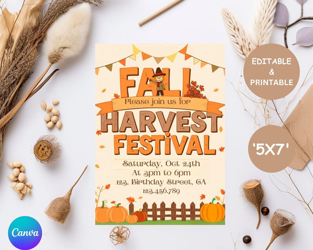 Editable Fall Festival Invitation, Harvest Festival, Fall Party ...