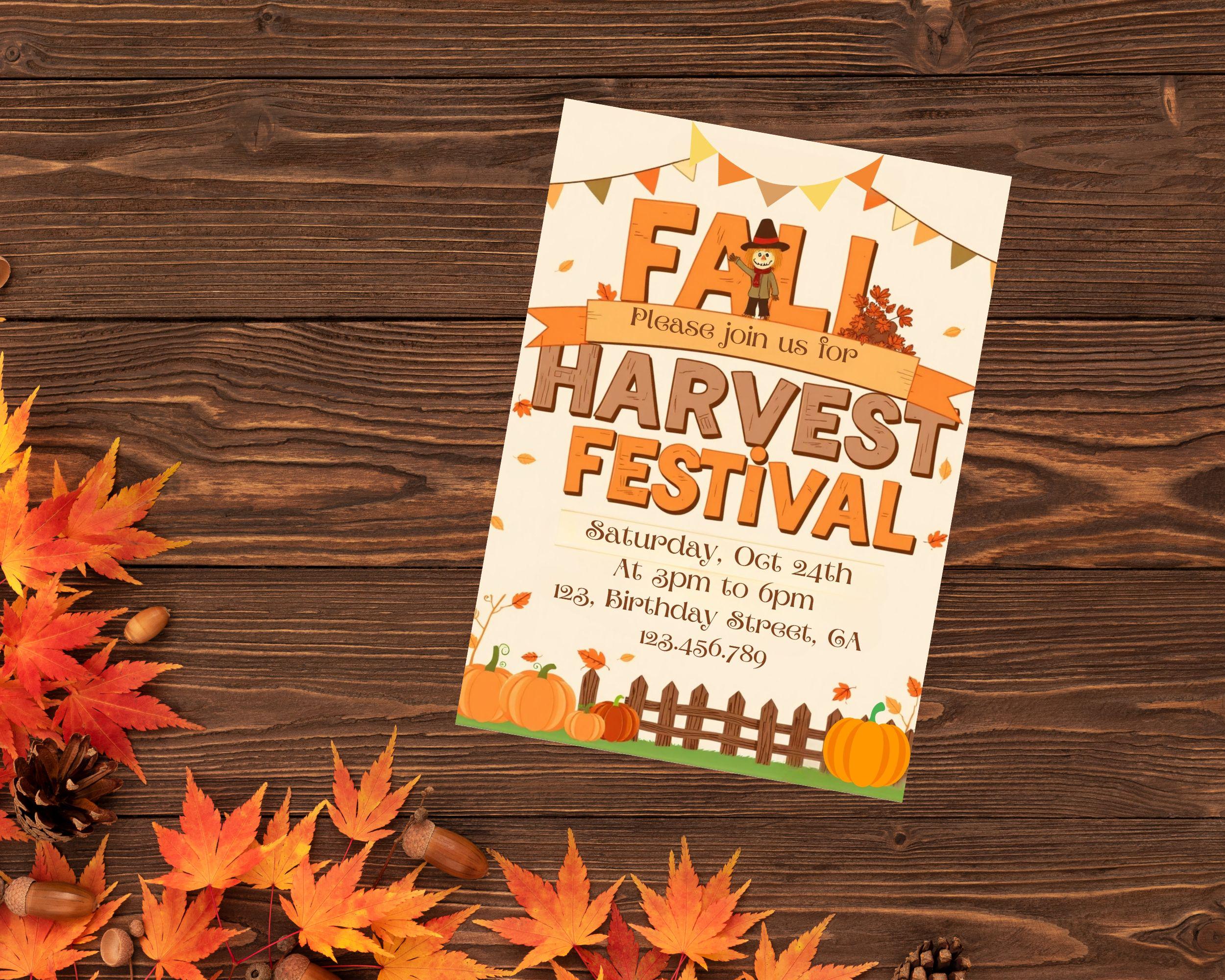 Editable Fall Festival Invitation, Harvest Festival, Fall Party ...