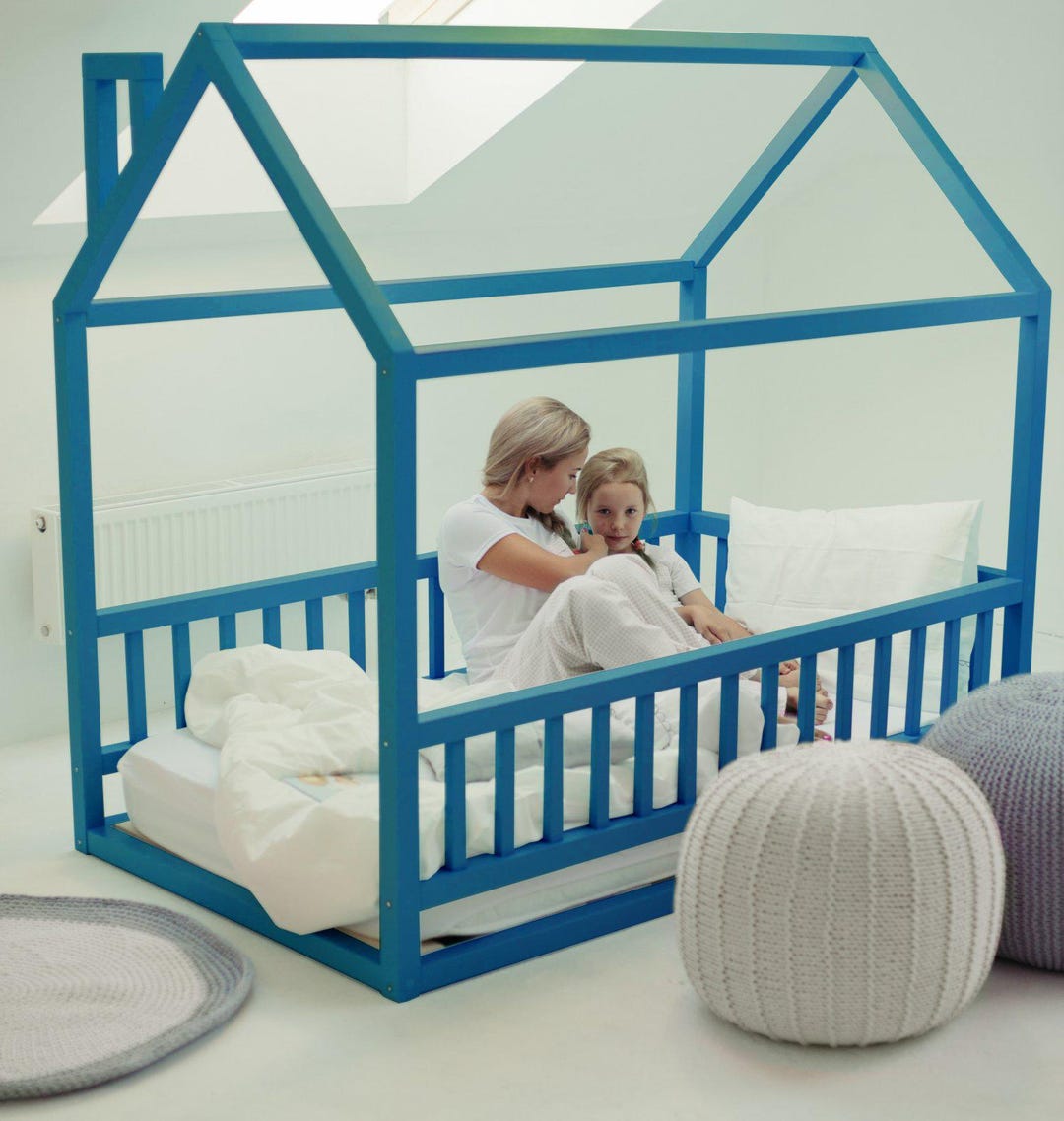 Montessori Toddler Bed, Floor Kid Bed, Wooden Playroom Furniture ...