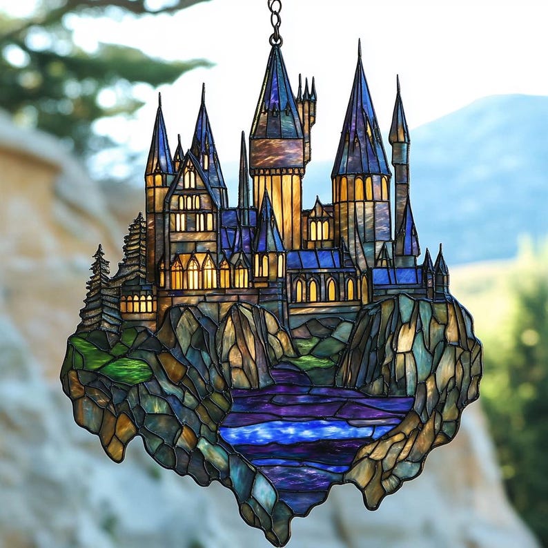 Enchanted Castle ACRYLIC Faux Stained Glass Suncatcher – Wizarding ...