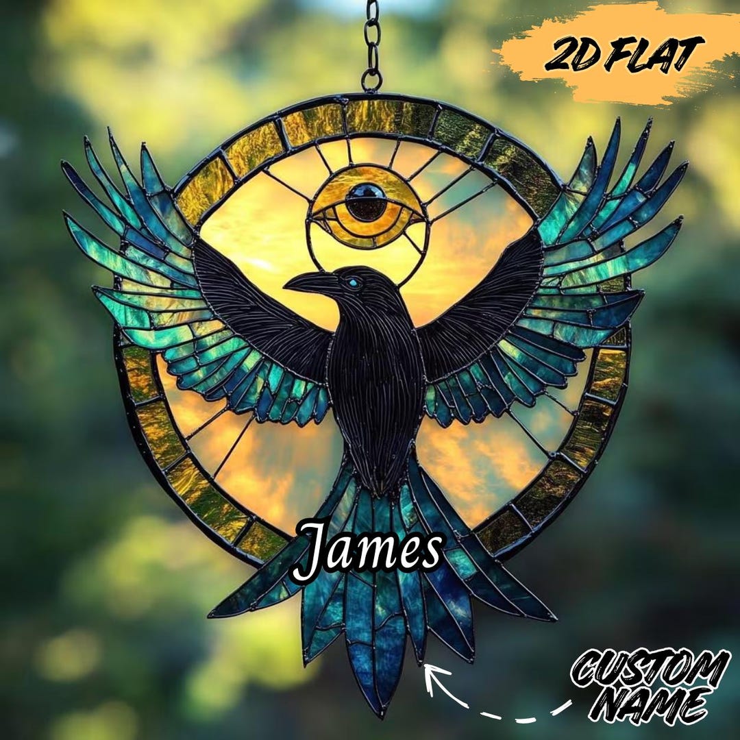 Raven Eye ACRYLIC Faux Stained Glass Suncatcher, Norse Myth Window ...