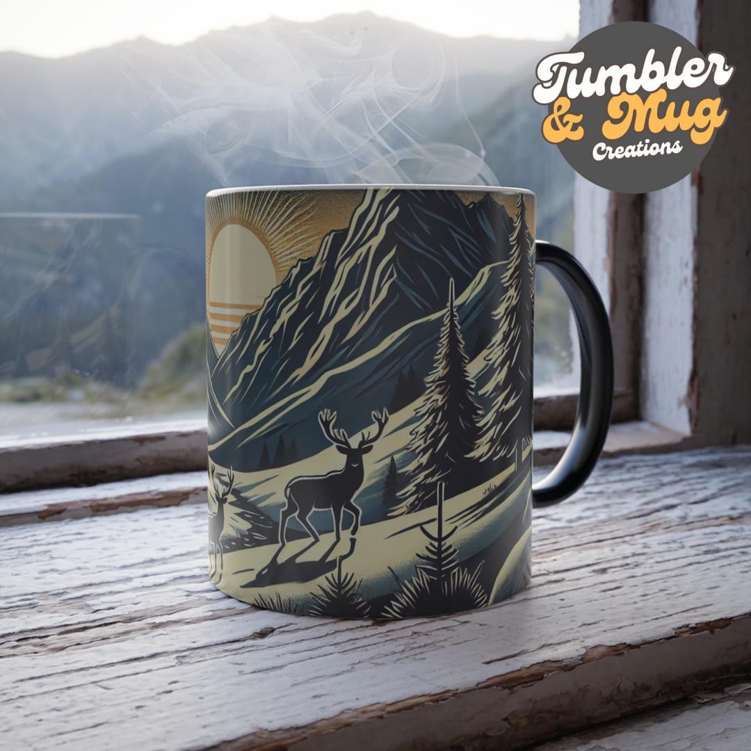 Mountain Mug - Changes Color Morphing Mug, 11oz- Coffee Tea Cup ...