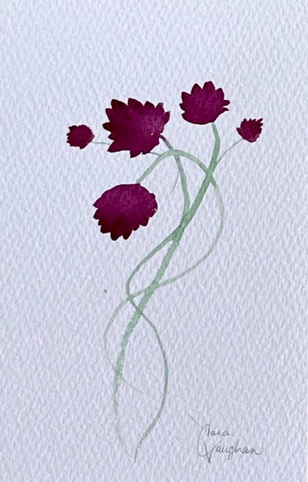 Original Globe Amaranth Watercolor Painting - Etsy