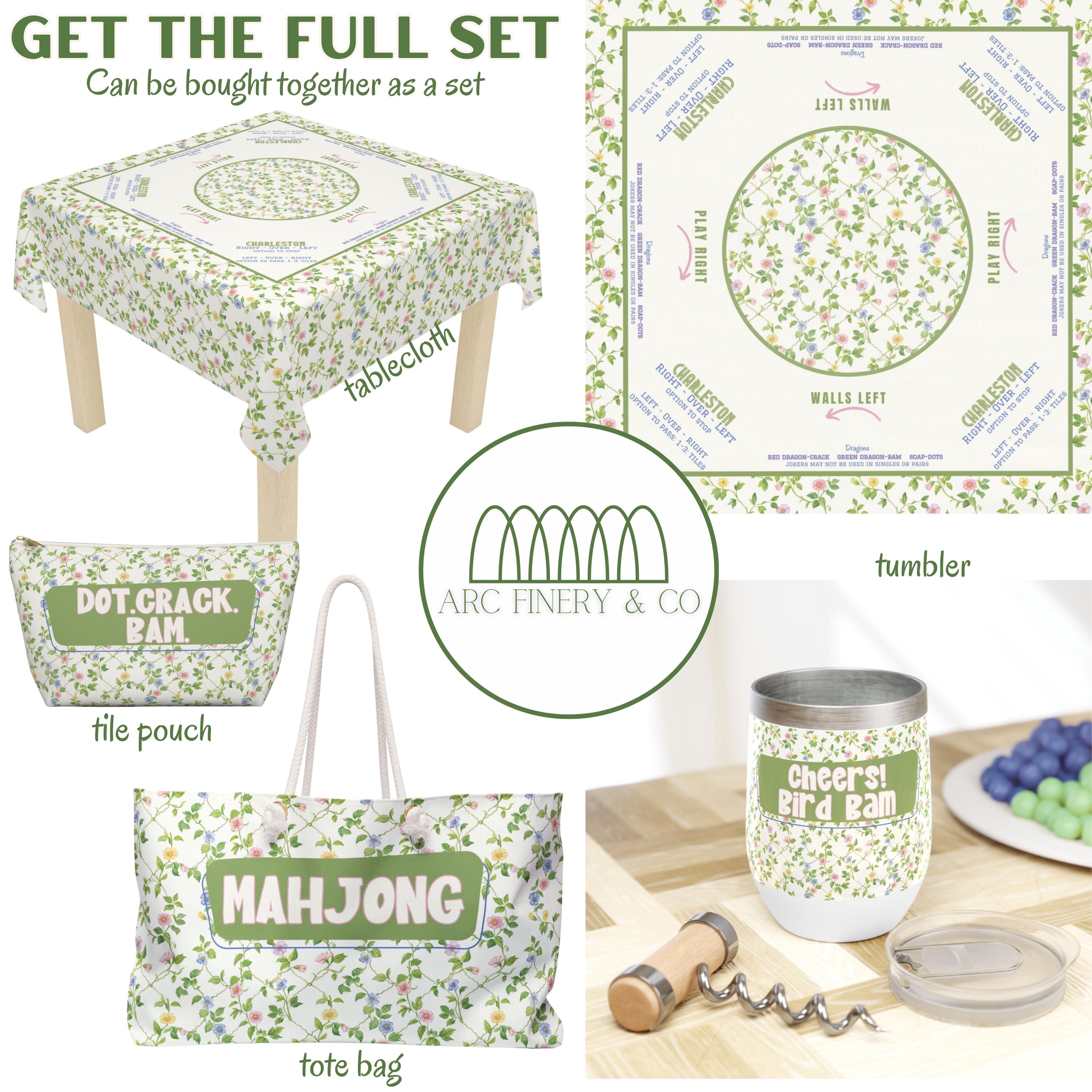 Mahjong Tablecloth With Green Floral Design | Stylish Instructional Mat ...