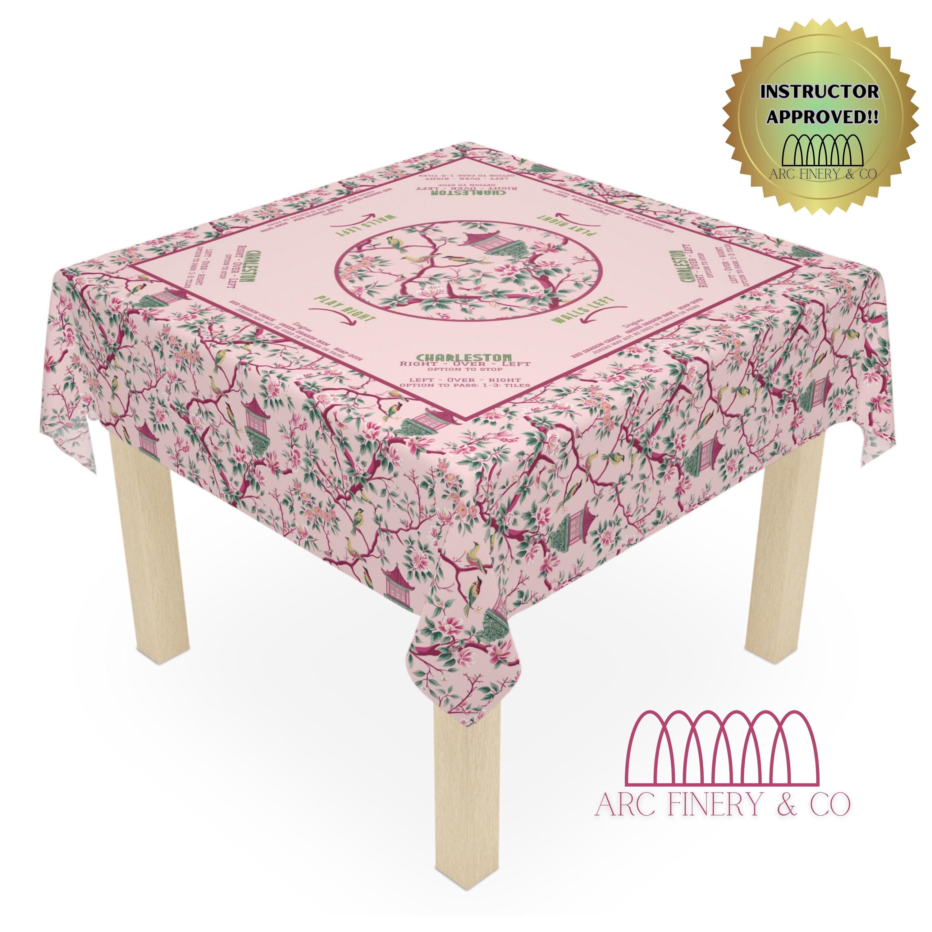 Pink Mahjong Tablecloth With Unique Toile Design | Stylish ...