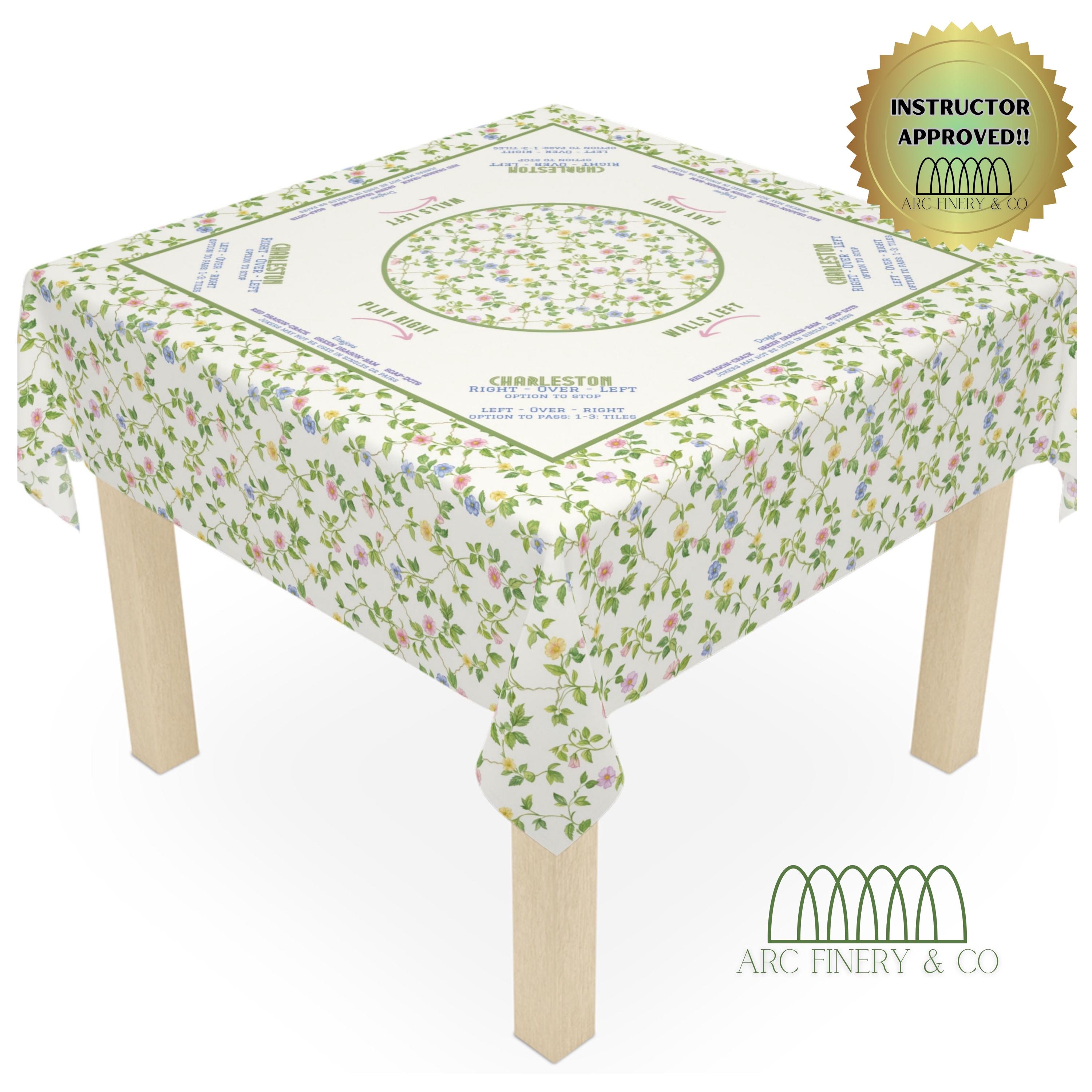 Mahjong Tablecloth With Green Floral Design | Stylish Instructional Mat ...