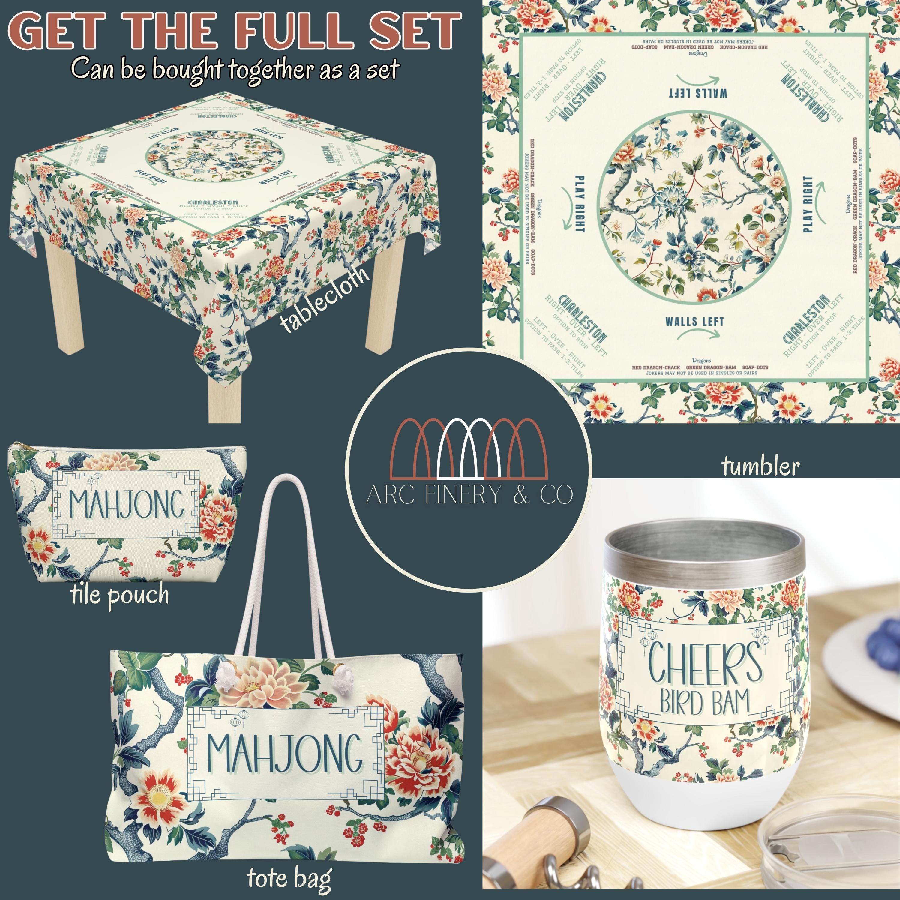 Floral Mahjong Instructional Tablecloth With Game Guide | Mahjong ...