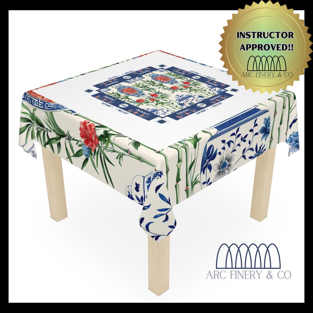 Navy Mahjong Mat Mahjong Mat Mahjong Table Mat Mahjong Tablecloth Party ...