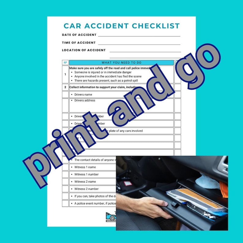 Printable Car Accident Checklist - Etsy