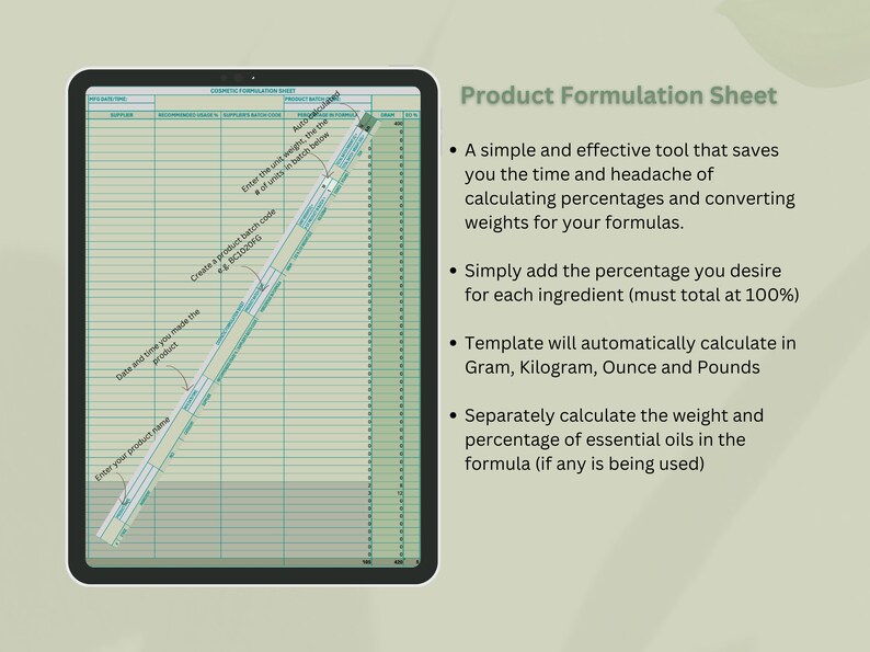 Skincare Formulation Excel Template Bundle - Etsy