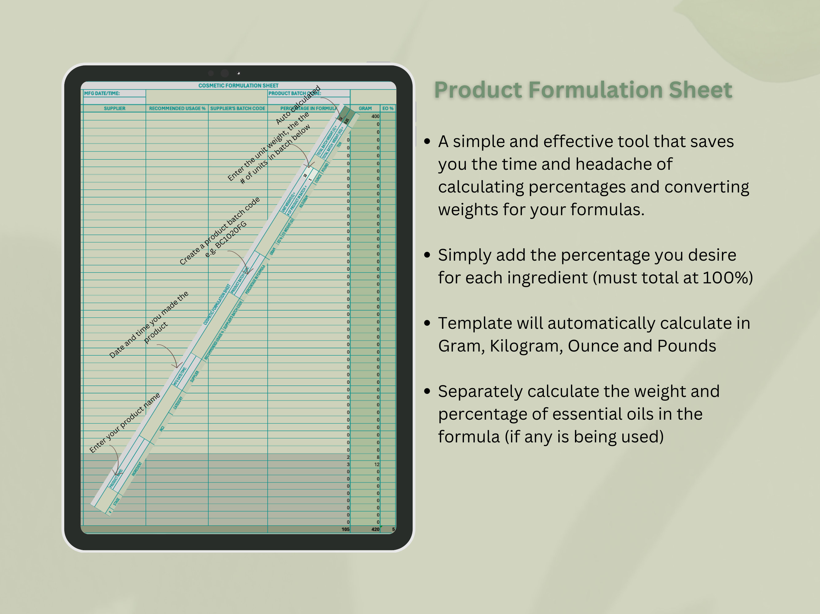 Skincare Formulation Excel Template Bundle - Etsy