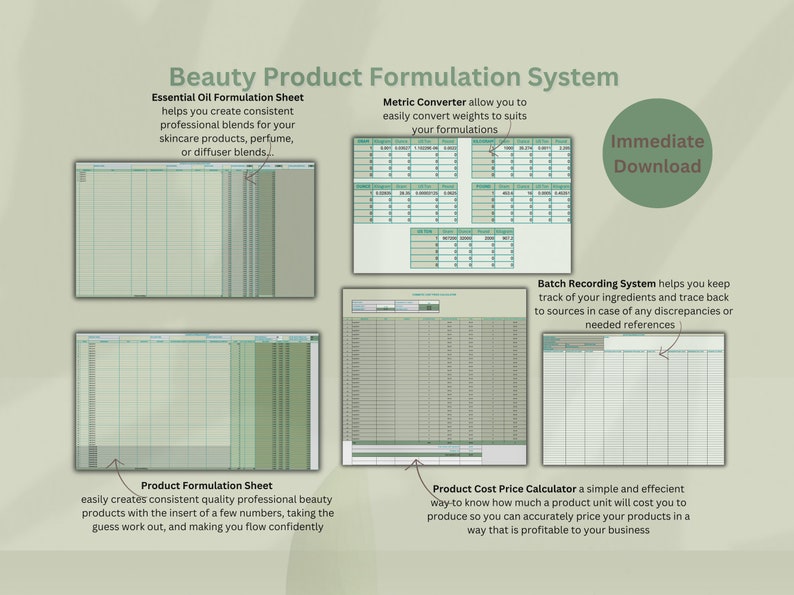Skincare Formulation Excel Template Bundle - Etsy
