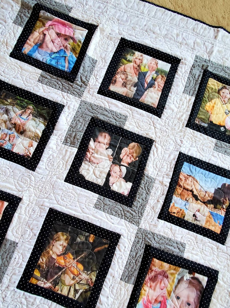 Family Photo Memory Quilt, Personalized Collage Design (60x60 In.) - Etsy