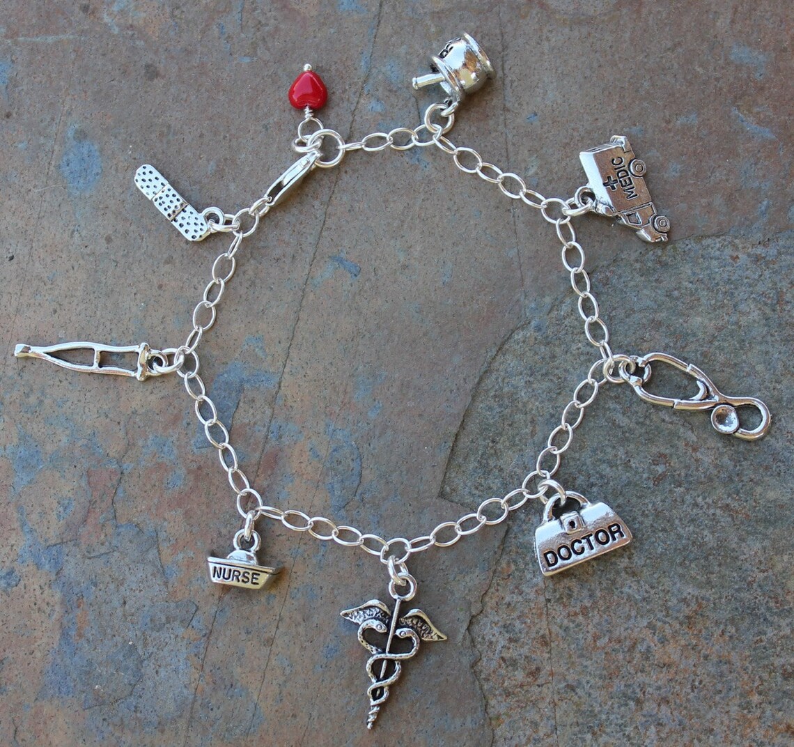 Medical Professional Charm Bracelet -pewter Medical Themed Charms on ...