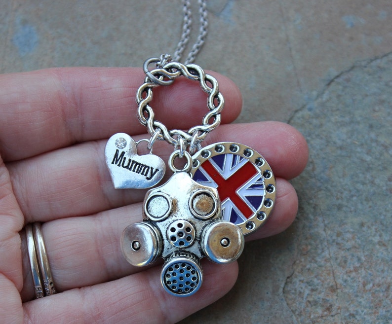 Are You My Mummy? Gas Mask, Mummy Heart, British Flag- Long Necklace ...