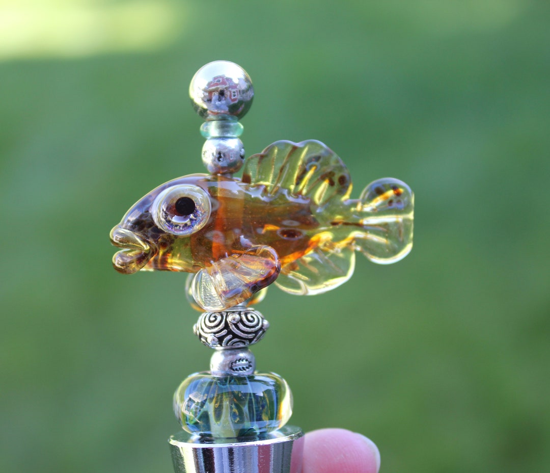 Benny the Blenny Wine Bottle Stopper - Lampwork Glass Fish & Sea Colors ...