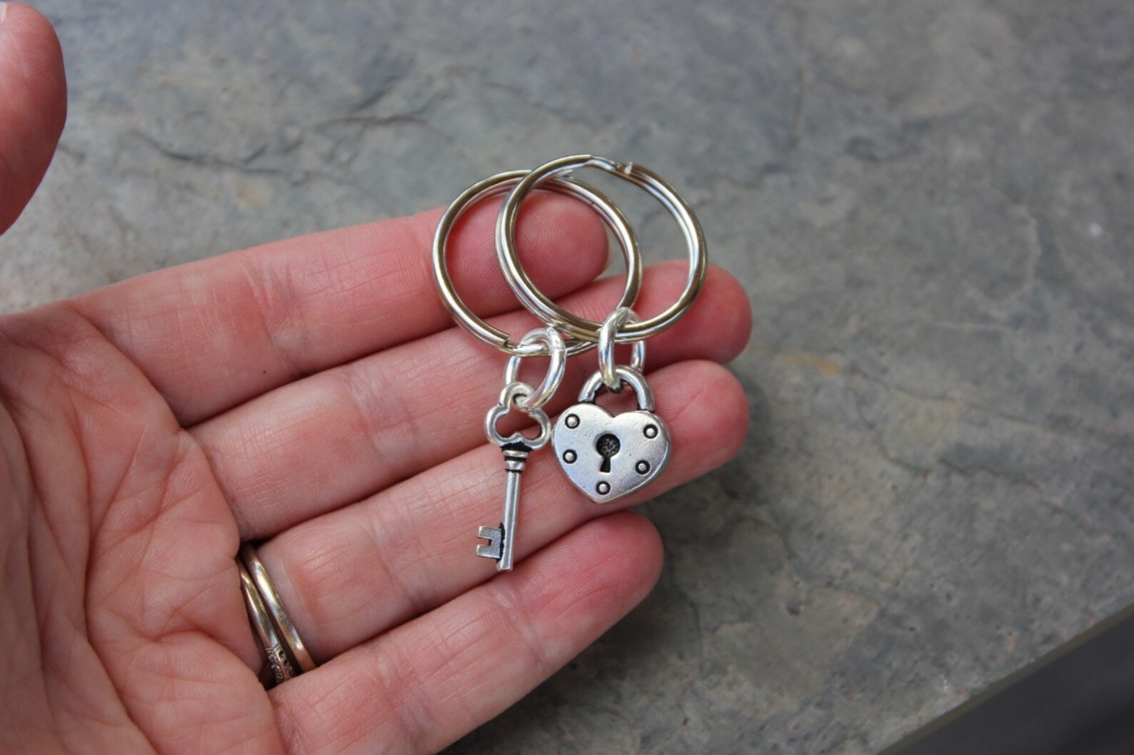 Key to My Heart Keychains Two Key Rings With Heart Lock & | Etsy