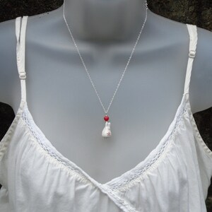 Adorable Bunny Necklace- White Rabbit Pendant & Red Heart, on Sterling ...