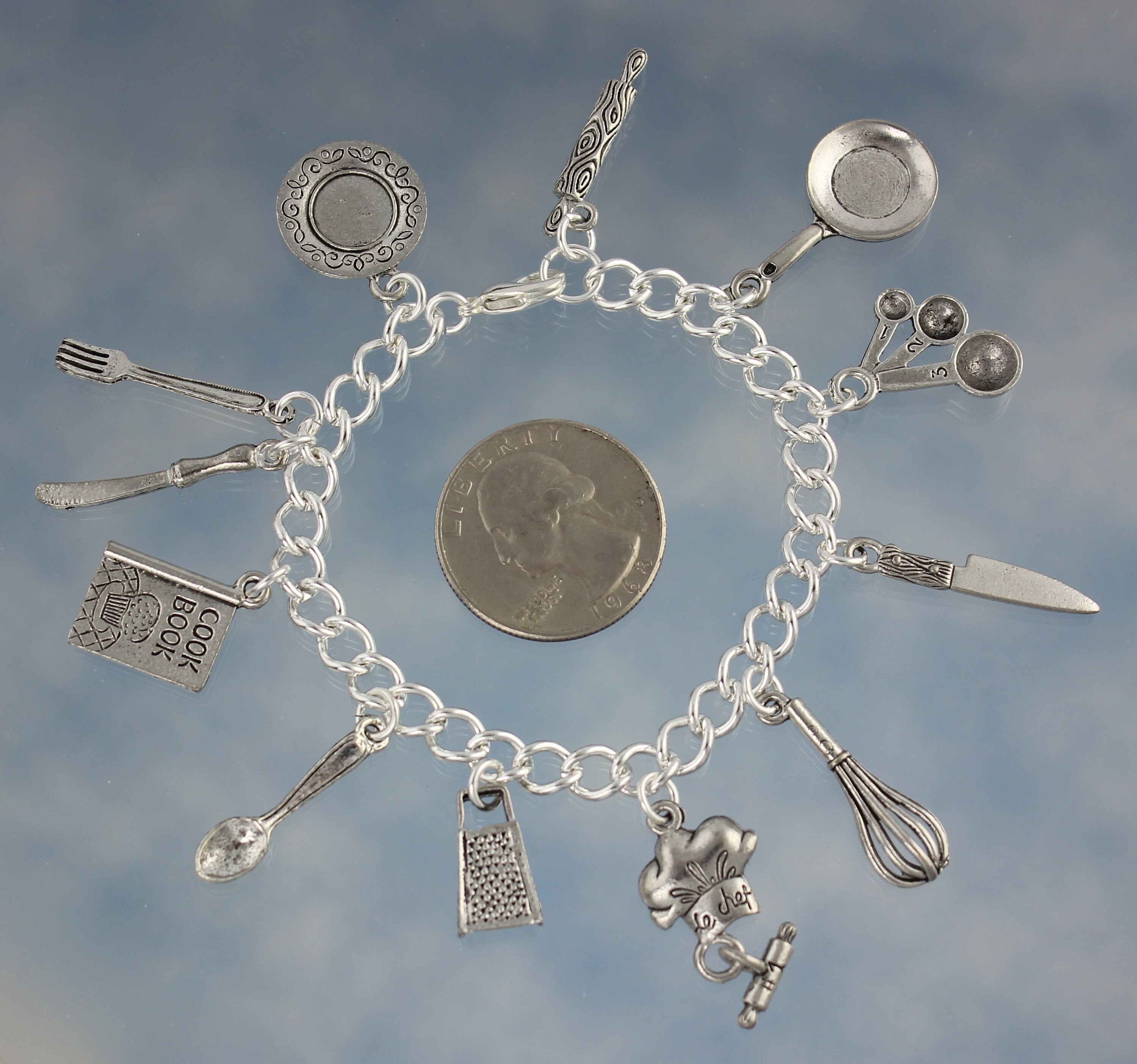 I Love to Cook Chef Charm Bracelet Pewter Cooking Utensils | Etsy